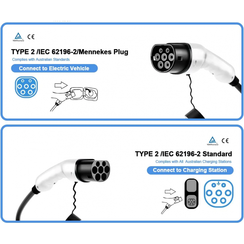 Type 2 to Type 2 EV Charging Charger Cable 5 Meter 7kw for Tesla Model ...