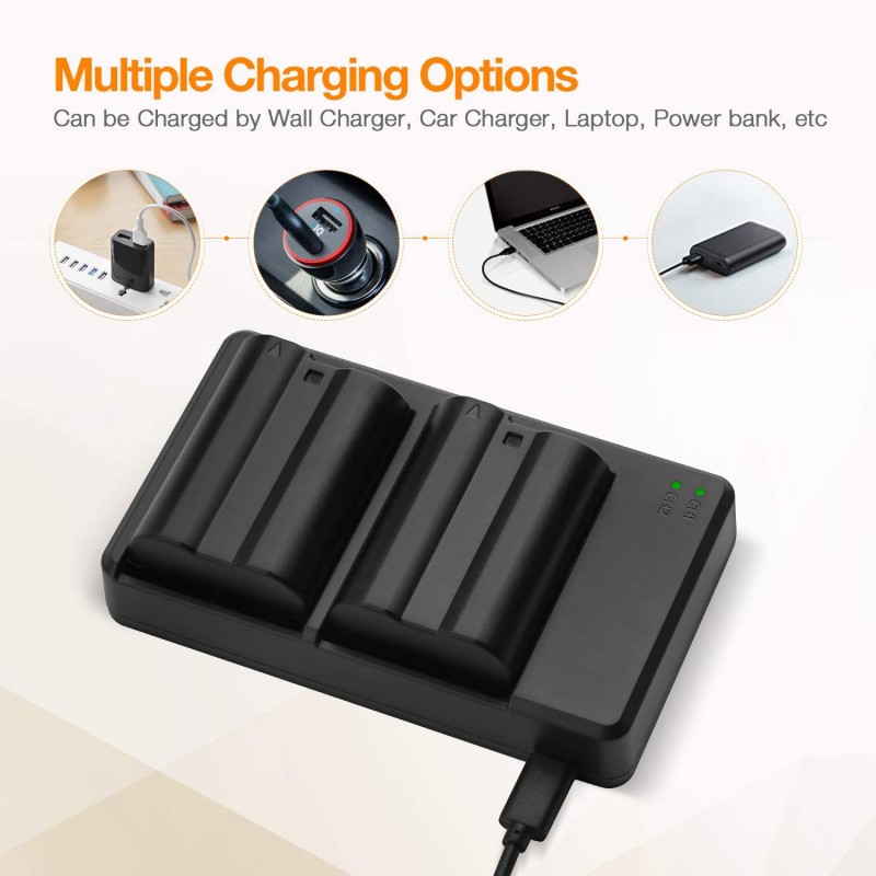 2 Rechargeable Battery and External USB Dual Battery Charger for Nikon ...