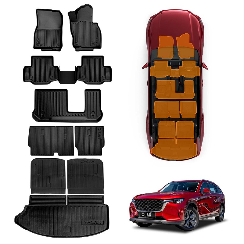 3D Floor Mats Boot Liner Set for Mazda CX-80 CX80 2024-Onwards All ...
