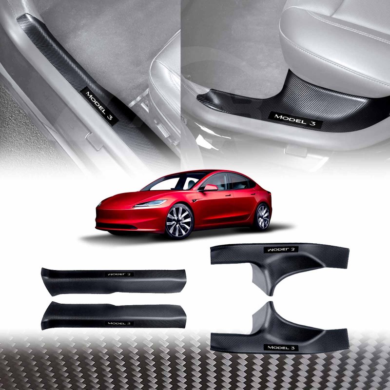 Tesla Model 3 Highland 2023-Onwards Carbon Fiber Style Front Rear Door ...