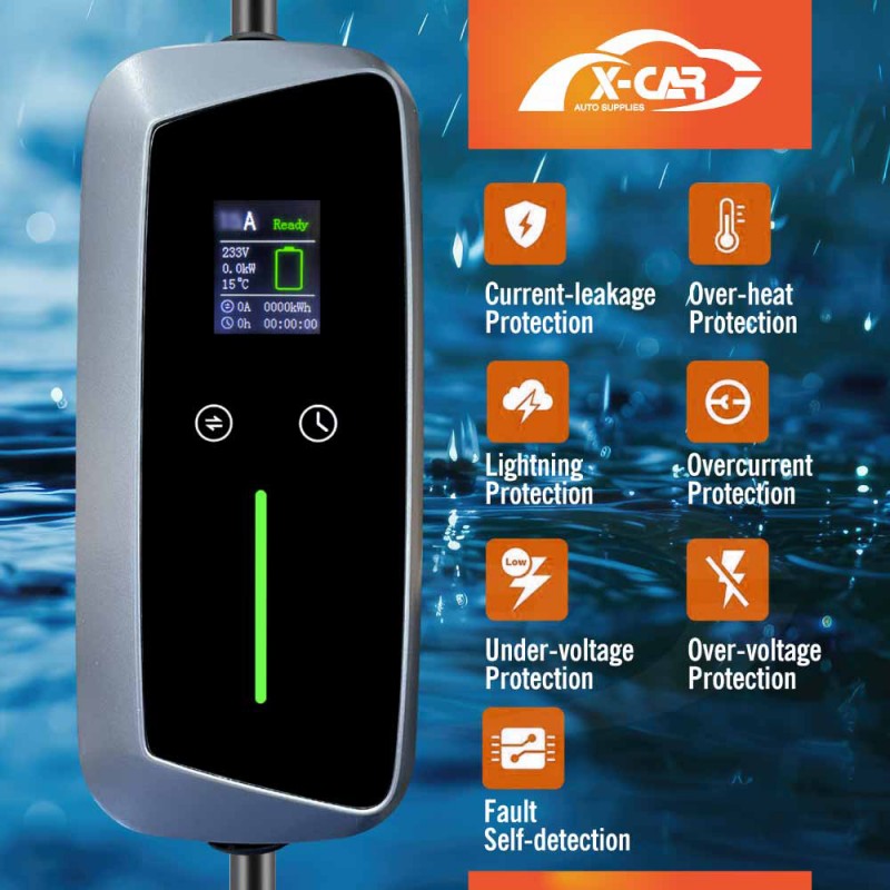 Portable Type 2 EV Charger Swappable Tail With Adapters 10A/15A/20A/32A ...