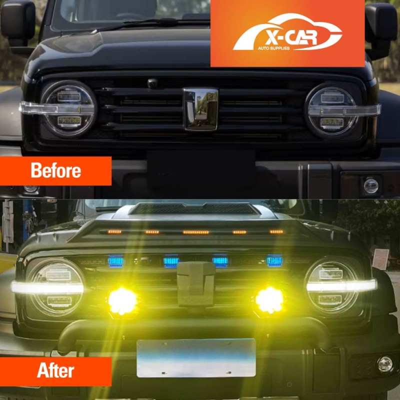 Front Nudge Bar with 2x LED Pod Spotlight for GWM Tank 300 Tank300 2023 ...