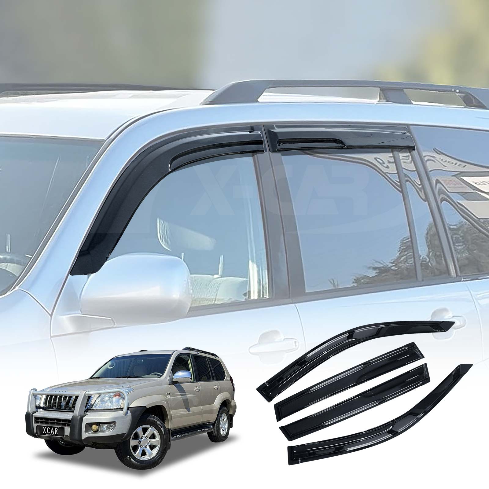Weathershields for Toyota LandCruiser Prado 120 Series 2003-2009 Car ...