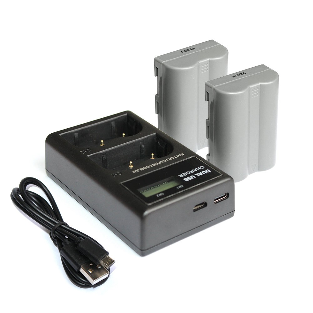 2x Replacement Battery + USB Dual Charger for Nikon D90 Camera