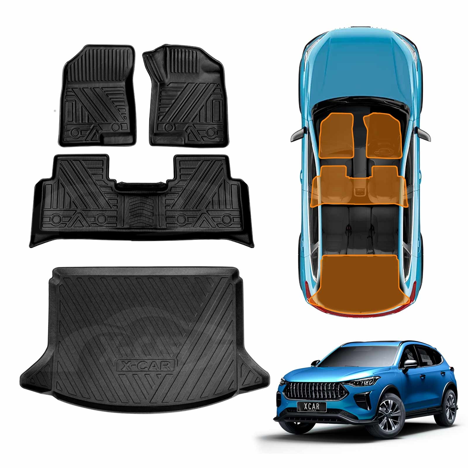 3D Floor Mats Boot Liner for GWM Haval Jolion 2024-Onwards All Weather ...