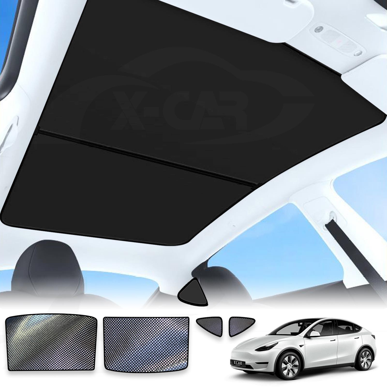 Tesla Model Y 2022-2025 2in1 Glass Roof Sun Shades UV protection ...