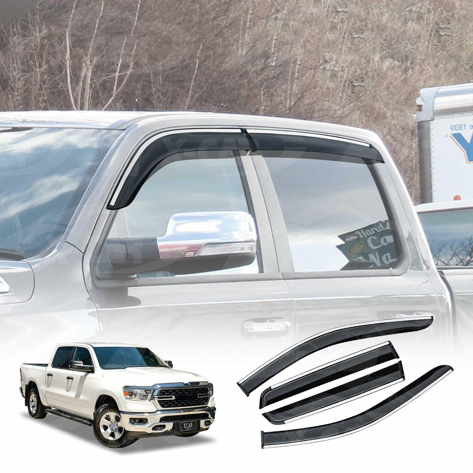 Weathershields for Ram 1500 DT Series Crewcab 2020-Onwards Silver Edged ...