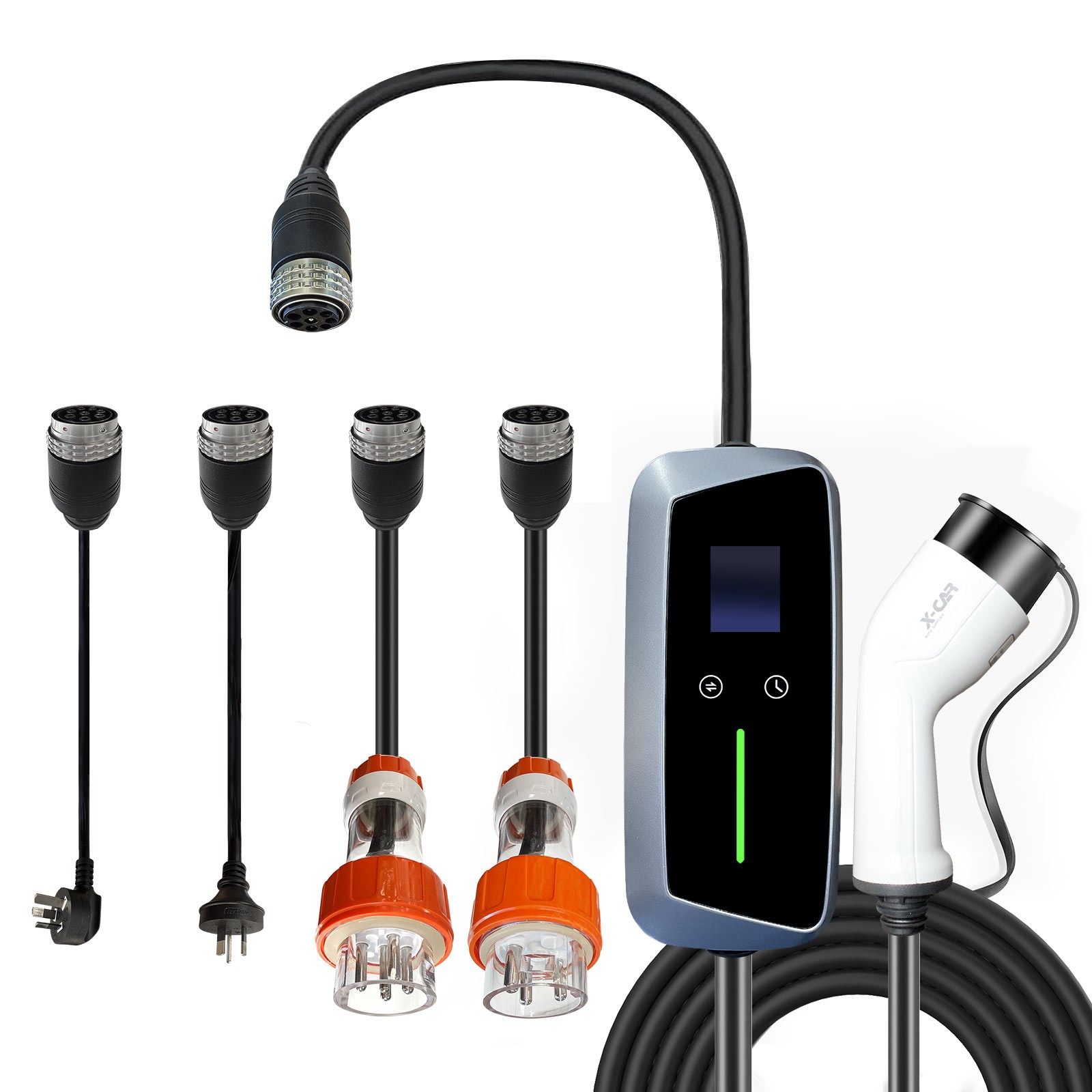 Portable Type 2 EV Charger Swappable Tail With Adapters 10A/15A/20A/32A ...