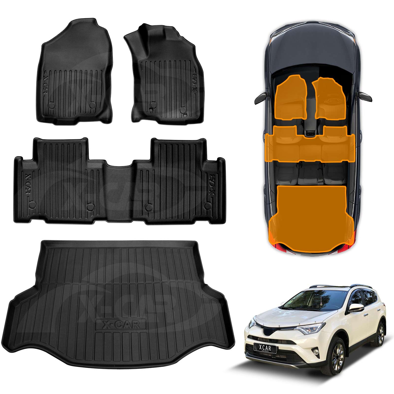 3D Floor Mats Boot Liner for Toyota RAV4 RAV 4 Full Wheel 2013-2018 All ...